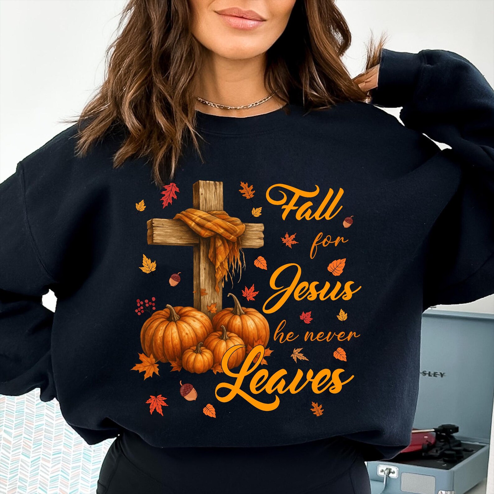 Fall for Jesus He Never Leaves Png, Floral Christian Fall Png, Preppy ...