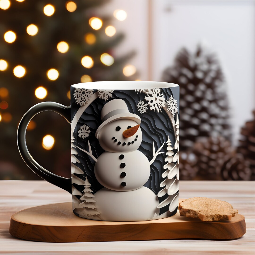 3D Snowman Mug Wrap Christmas Bundle Mug Wrap Sublimation Designs PNG ...
