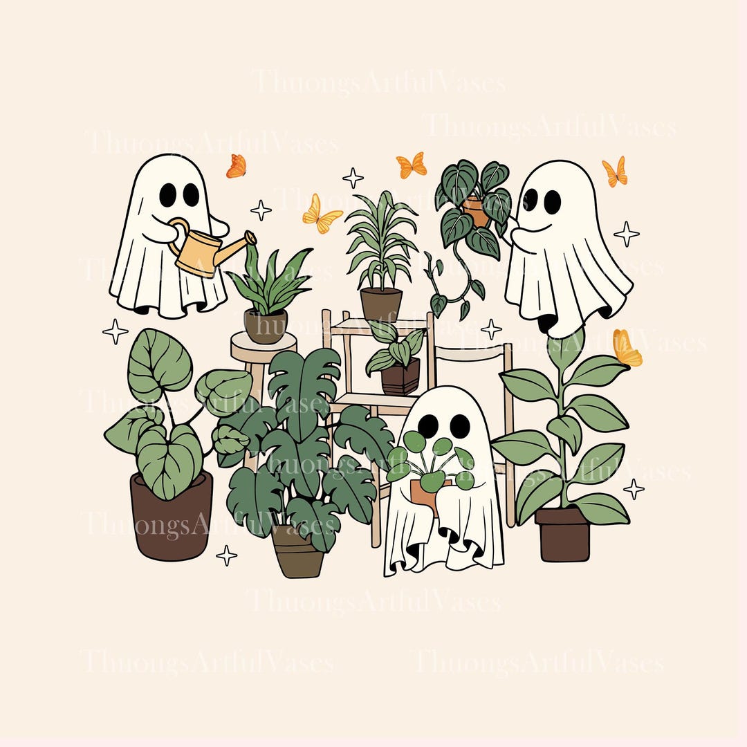 Ghost Plant Png, Crazy Plant Lady Png, Halloween Plants Ghost Shirts ...