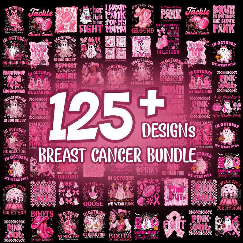 125+ Breast Cancer PNG Bundle, Preppy Breast Cancer Coquette, in ...