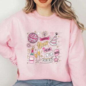 Pink Glitter New Year 2025, Happy New Year 2025, Hello 2025 Png, Disco ...