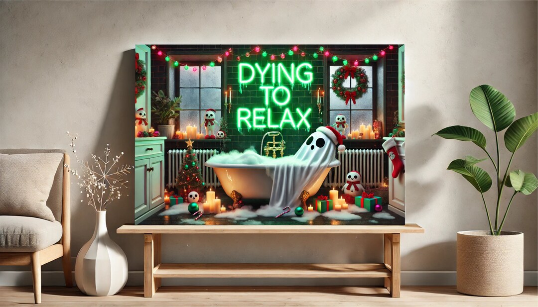 Dying to Relax Ghost in the Bath Tub Wall Art Print, Halloween ...