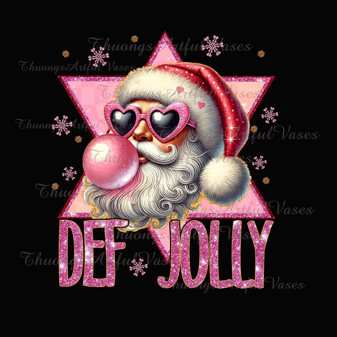 Def Jolly Png, Iridescent Sparkly Faux Glitter Santa Claus Png, Blowing ...