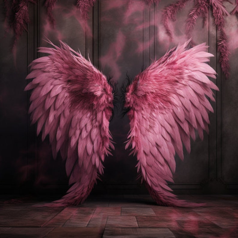 Digital Large Pink Angel Wings - Etsy