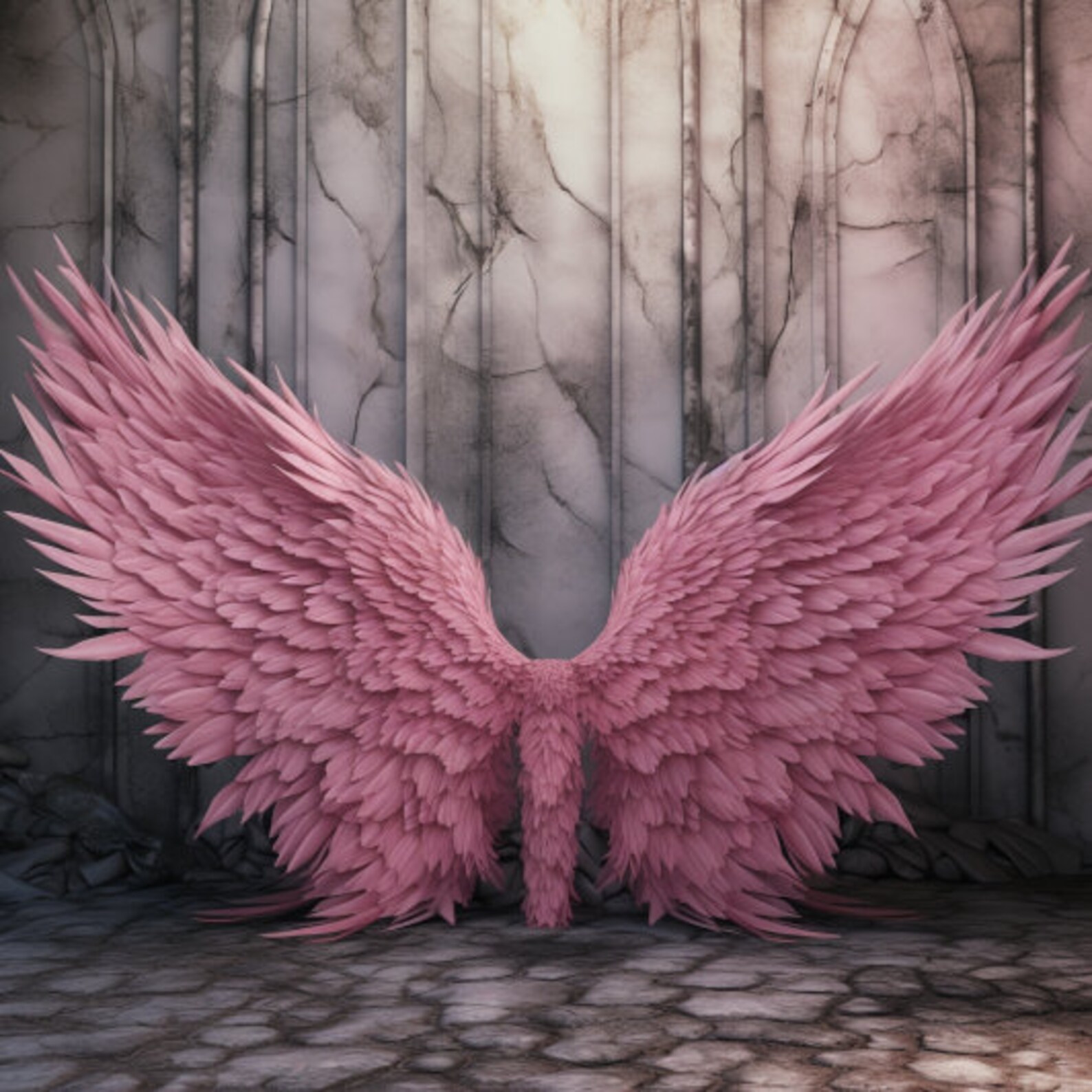 Digital Extra Large Detailed Pink Feathered Wings - Etsy