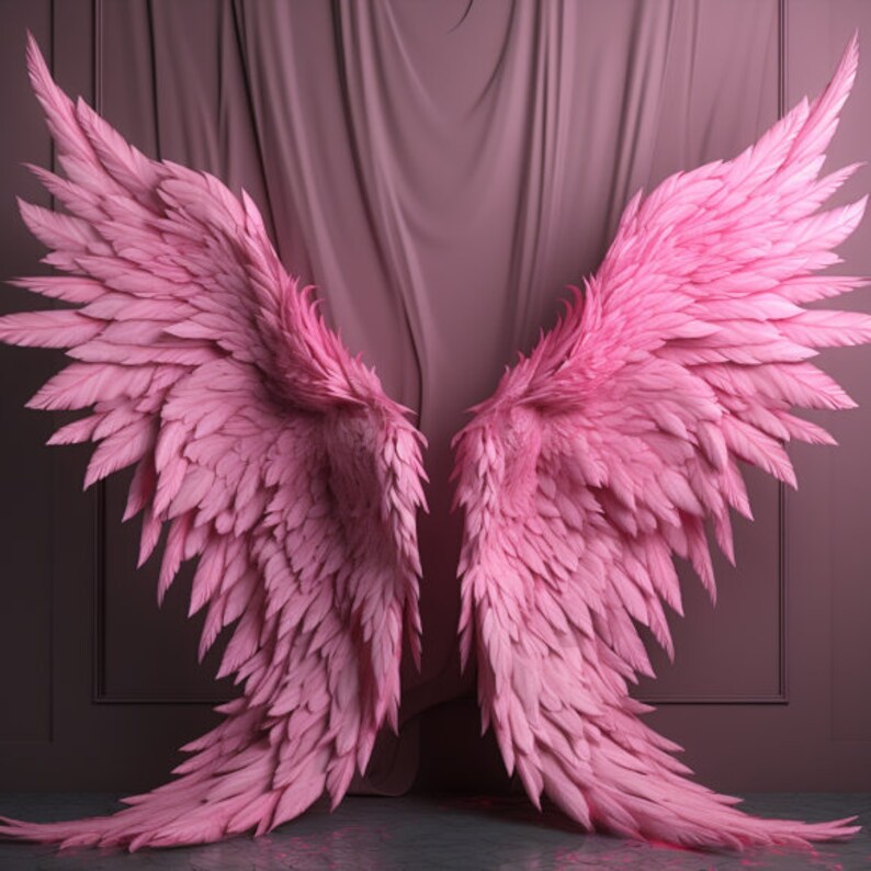 Digital Extra Large Detailed Pink Feathered Wings - Etsy