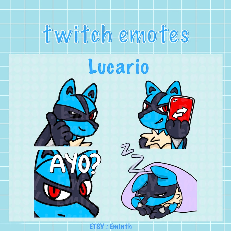 Kawaii Lucario Emotes for Twitch/discord (digital File) - Etsy