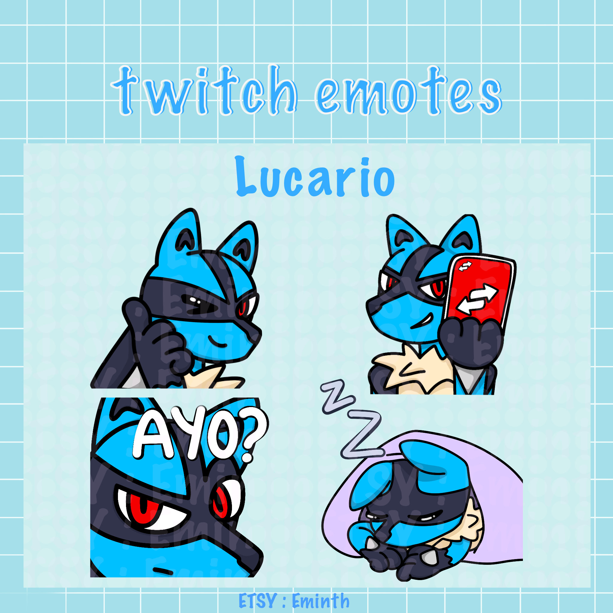 Lucario Emotes for Twitch/discord | Emotes | Twitch Sub | Kawaii ...