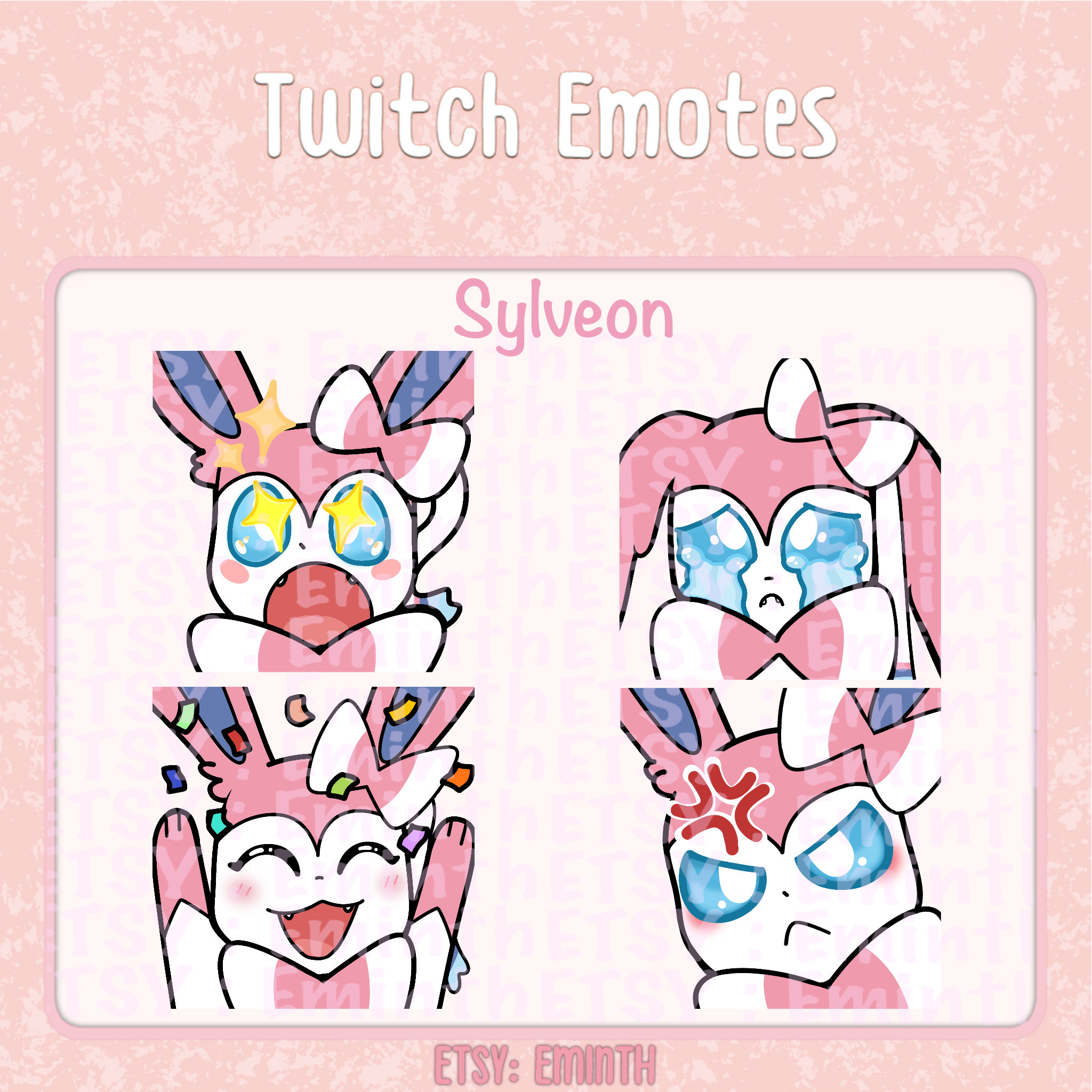 Kawaii Sylveon Emotes for Twitch/discord | Pokemon Streamer (digital ...