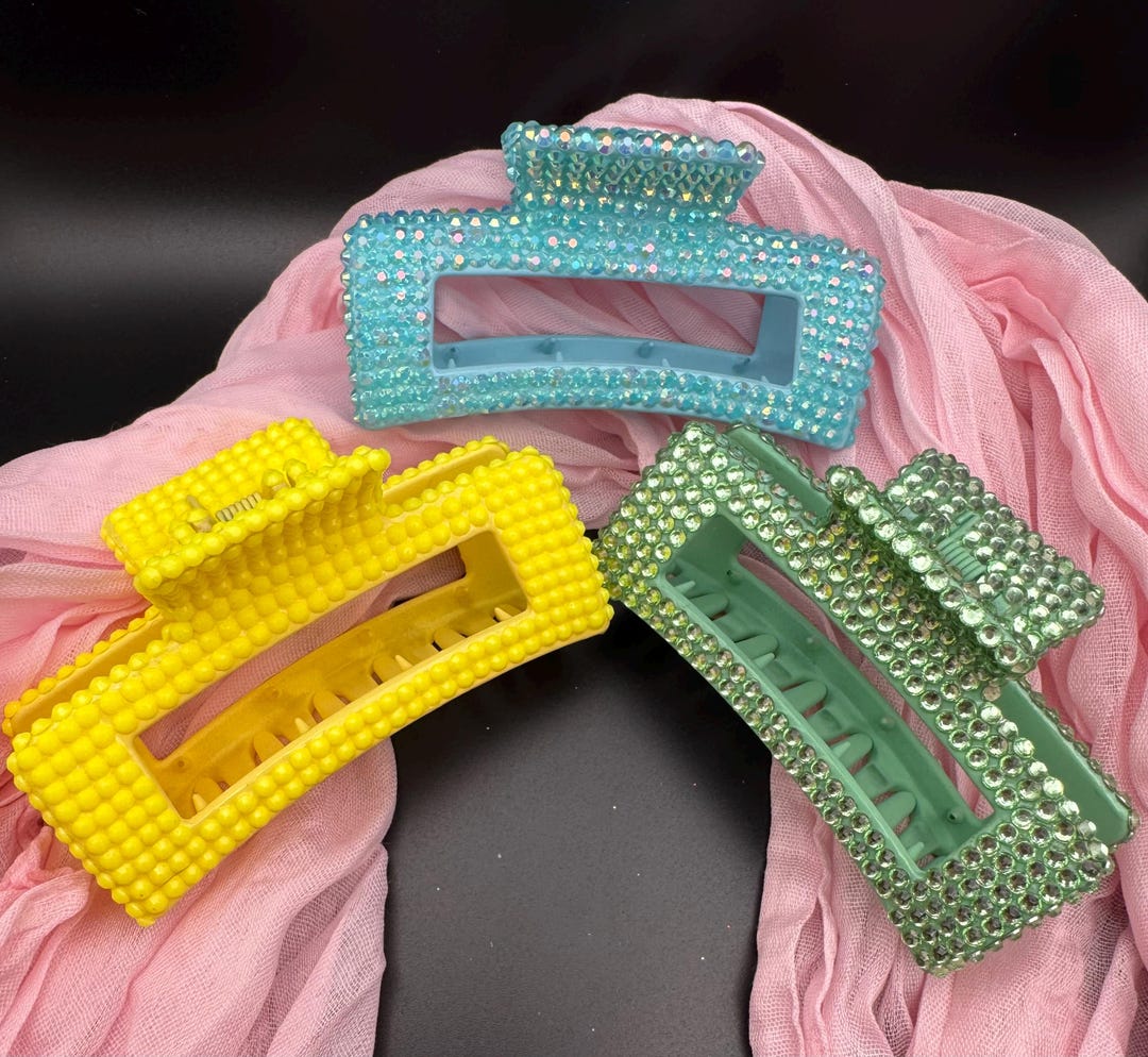 Rhinestoned Claw Clip - Etsy