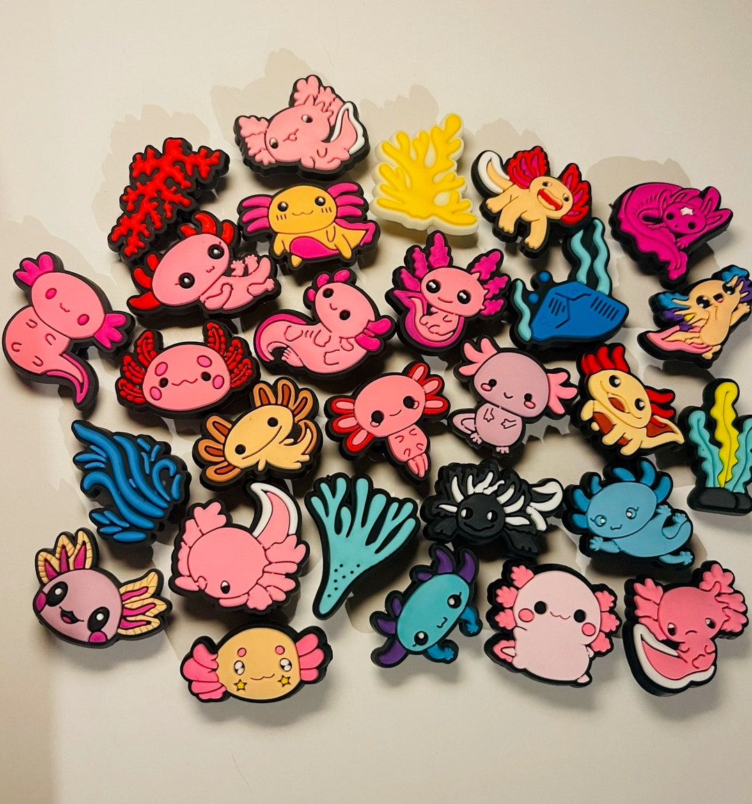Axolotl Croc Charms Cute Pink Black and Blue Axolotl Charms - Etsy