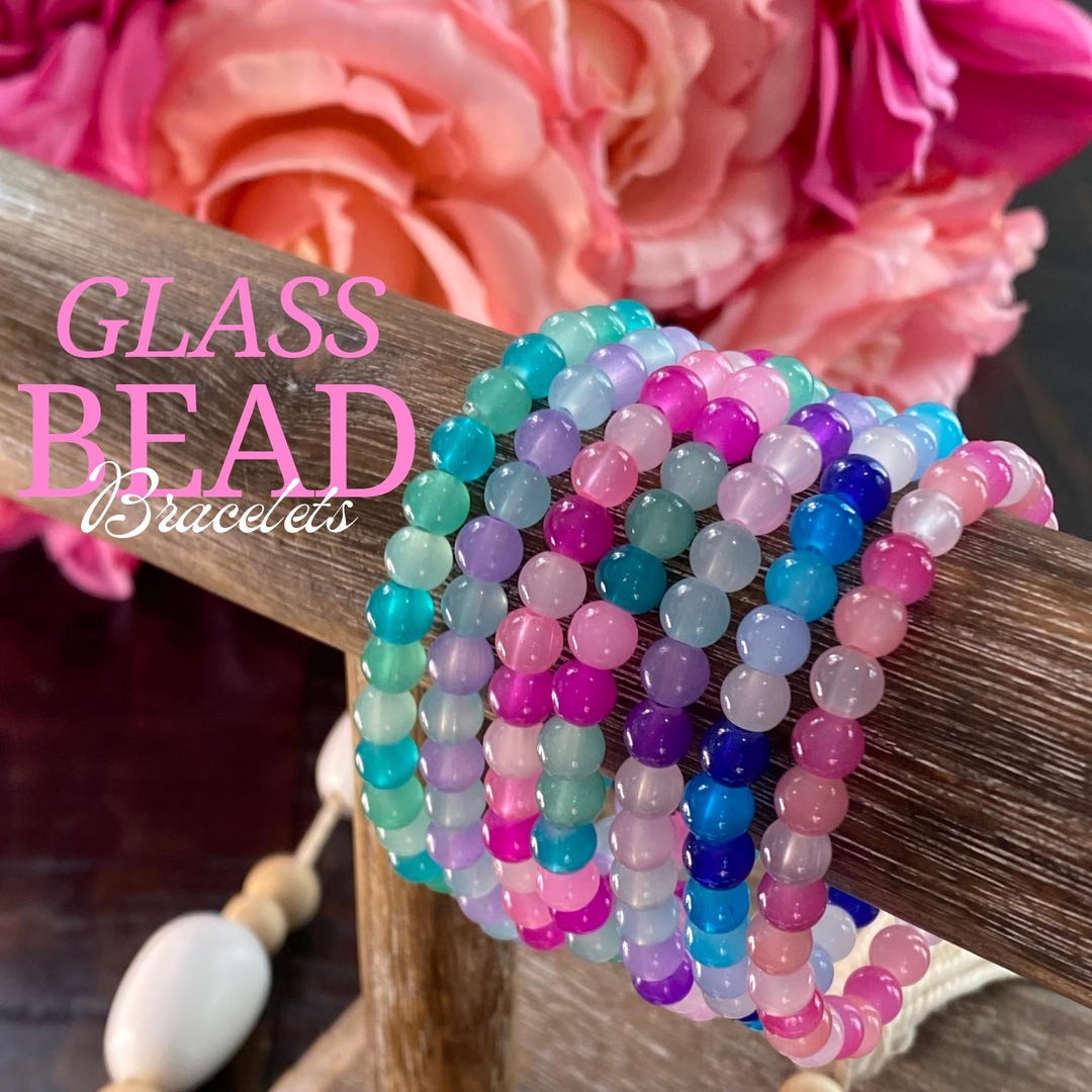 Glass Bead Bracelets | Colorful Stackable Jewelry | Handmade 6mm ...