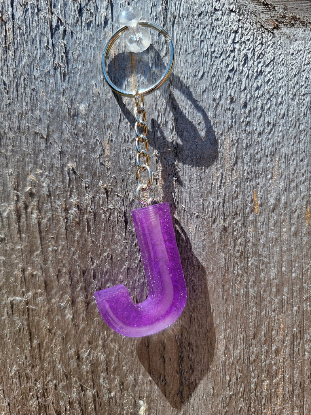 Letter J Purple Resin Keychain - Etsy