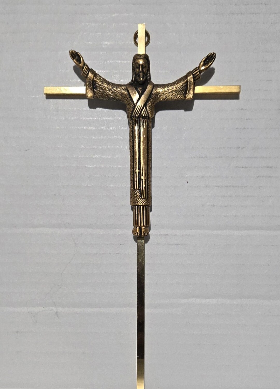 Vintage MCM Brass Risen Jesus Christ Robe Crucifix Wall Cross ...