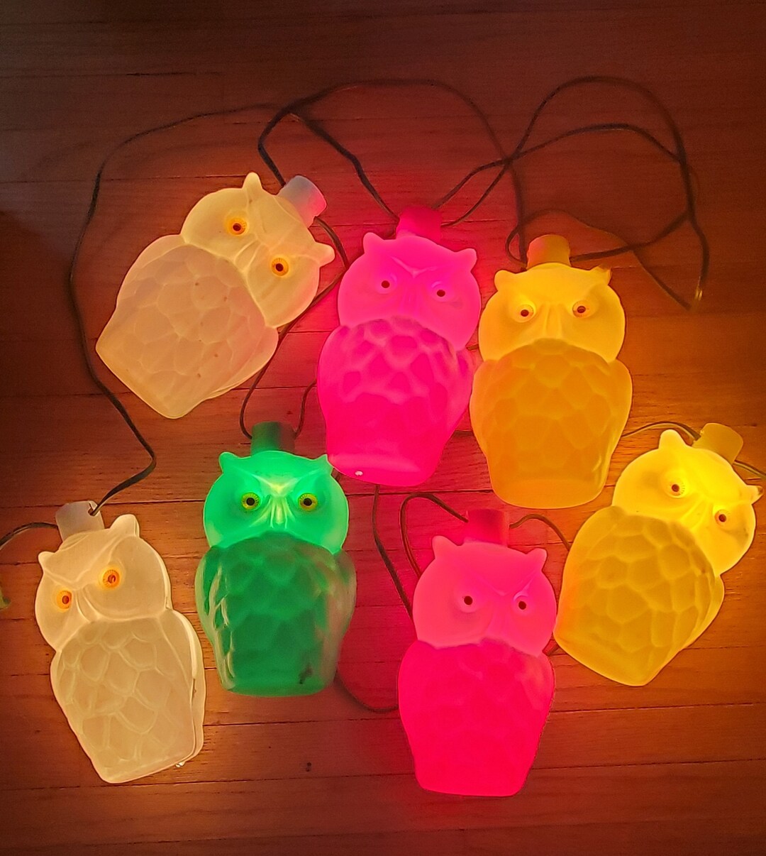 Vtg Owl Blow Mold 16 Ft String Lights Yard Decor Pool Camper Patio ...