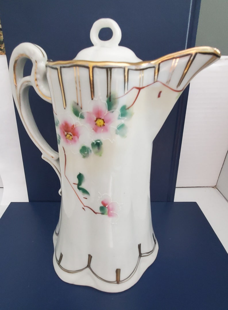 Antique Chocolate Tea Set Hand Painted in Japan Floral W/ 4 Cups ...