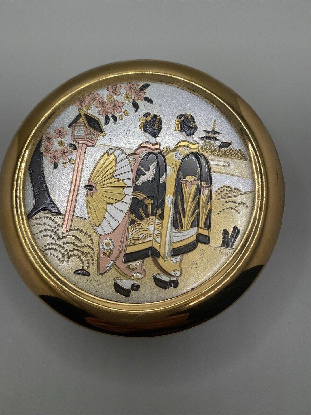 Vintage Chokin Jewelry Trinket Box Porcelain 24K Gold Trim Made in ...