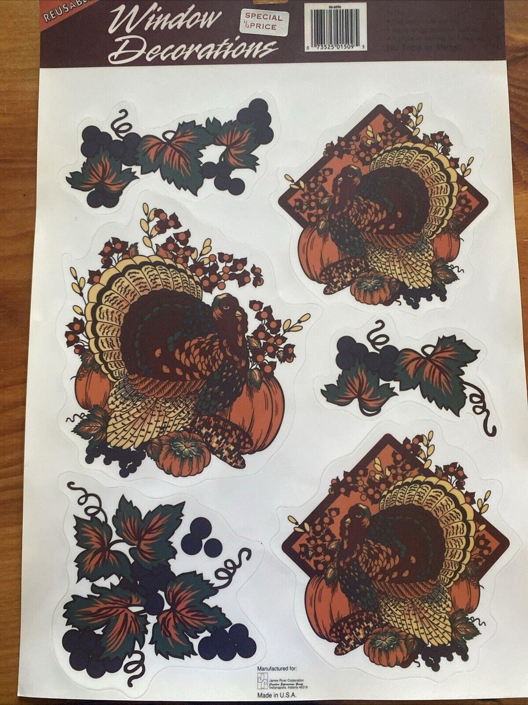 Vintage Thanksgiving Window Color Clings Turkeys NOS - Etsy