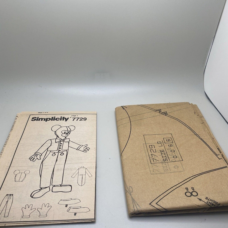 SIMPLICITY #7729 - Walt Disney Mickey Mouse Costume Pattern Adult Large ...