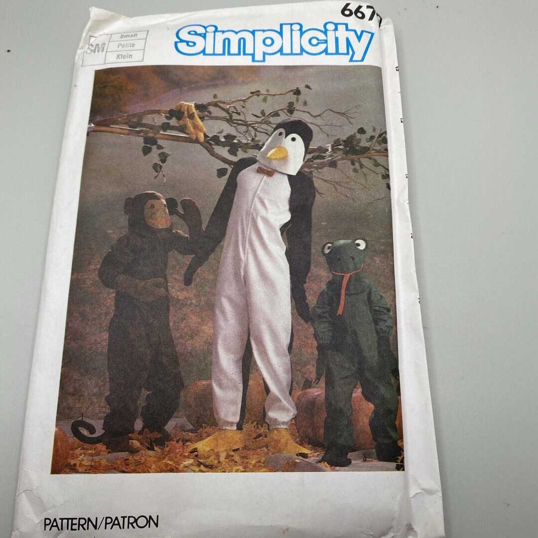 Frog Monkey Penguin Child Costumes Adult Small Simplicity 6670 Uncut ...