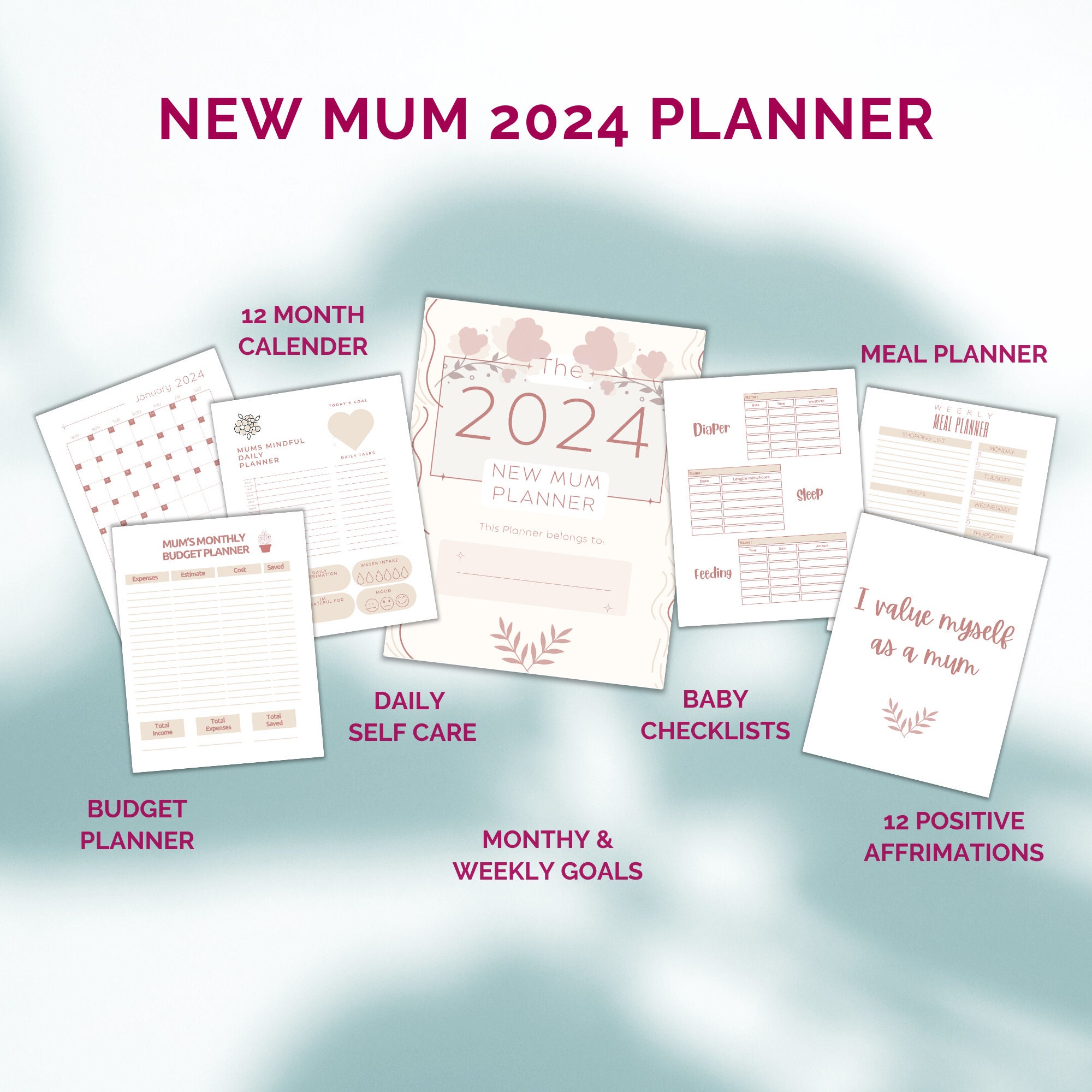 2024 Mom Planner Printable Bundle Checklist for New Mums Self Care ...
