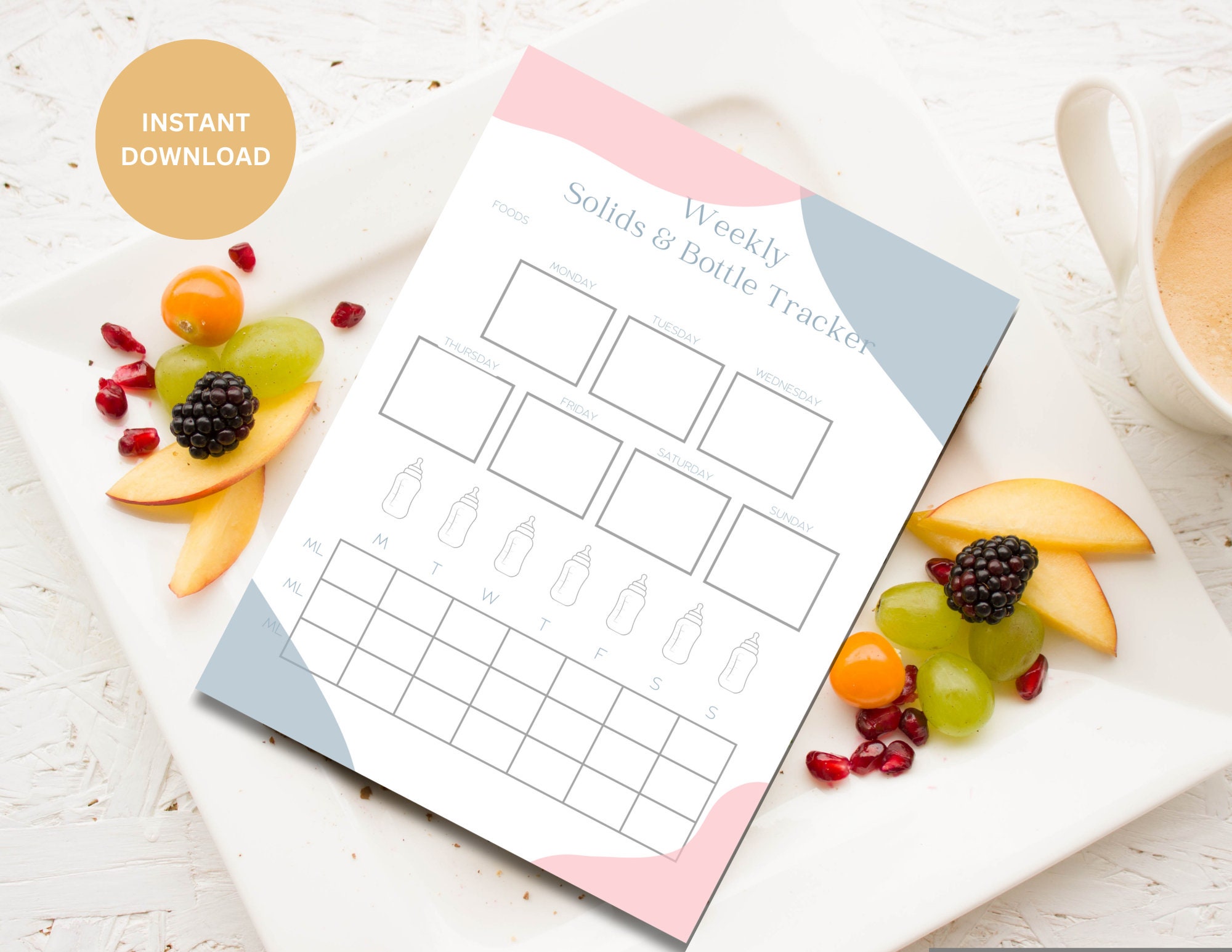 Baby Food Log Printable, Weekly Feeding Tracker, Solids Checklist - Etsy