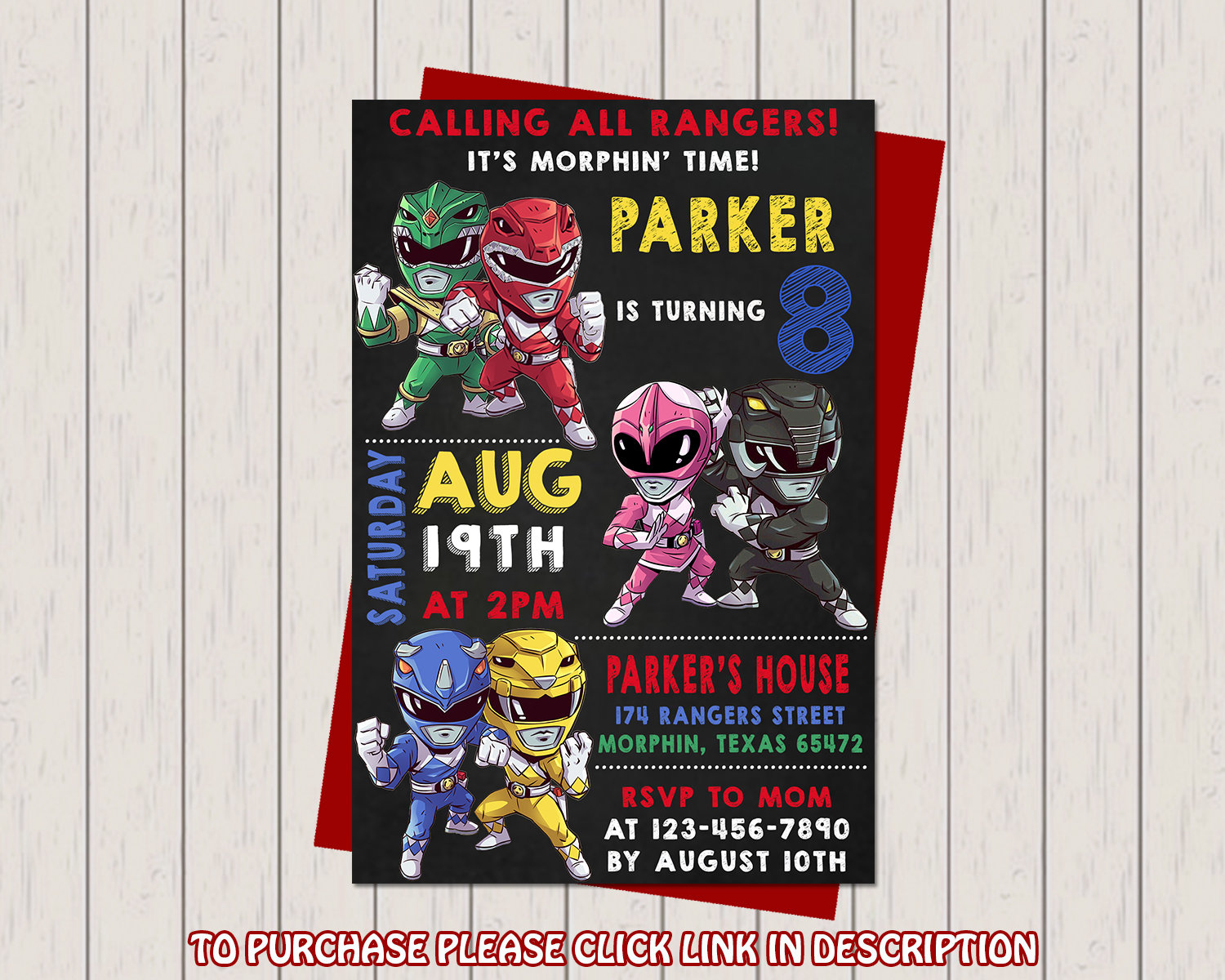 Power Rangers Birthday Invitation Power Rangers Invitation - Etsy