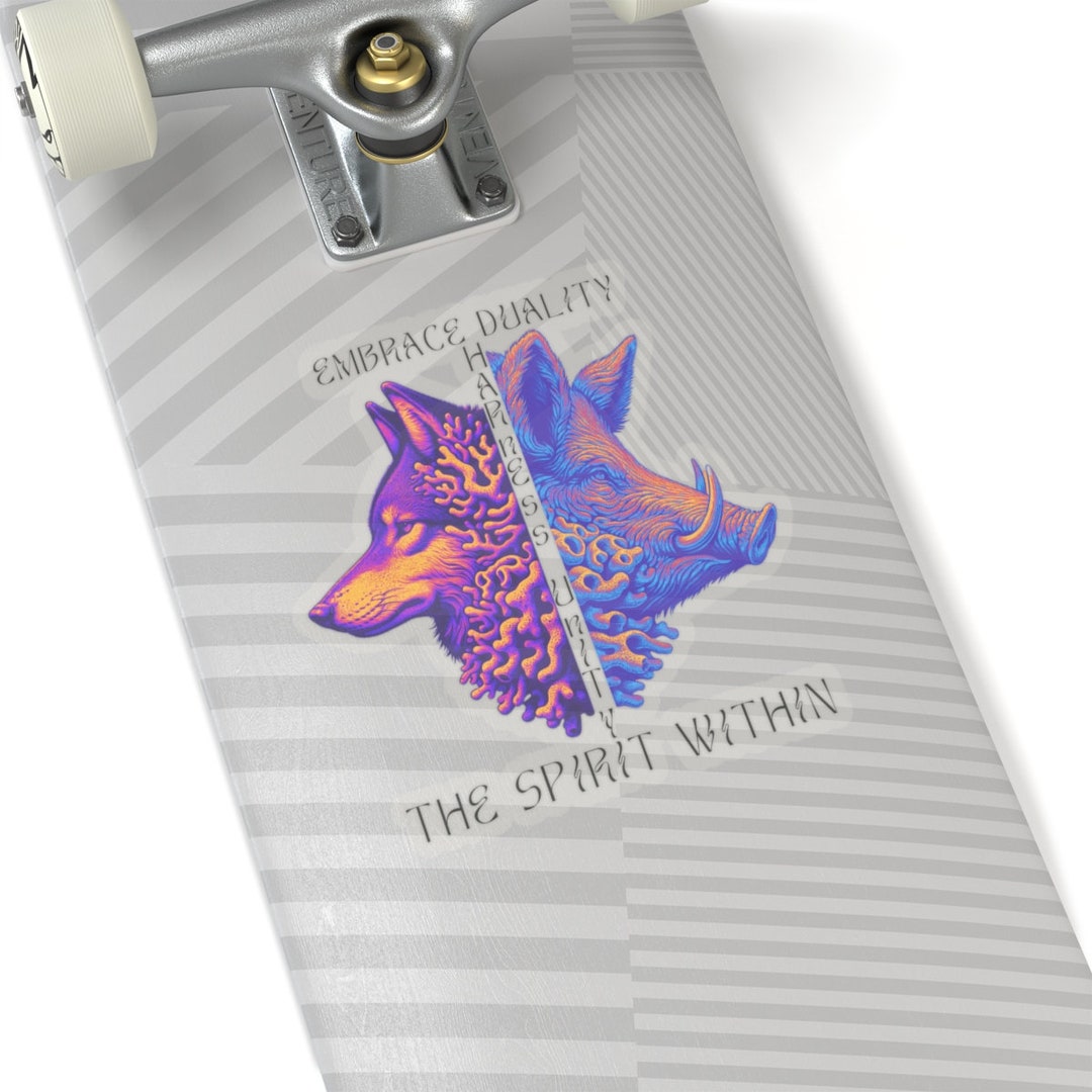 Embrace Duality Sticker, Harness Unity Wolf and Boar Art Vinyl Stickers ...
