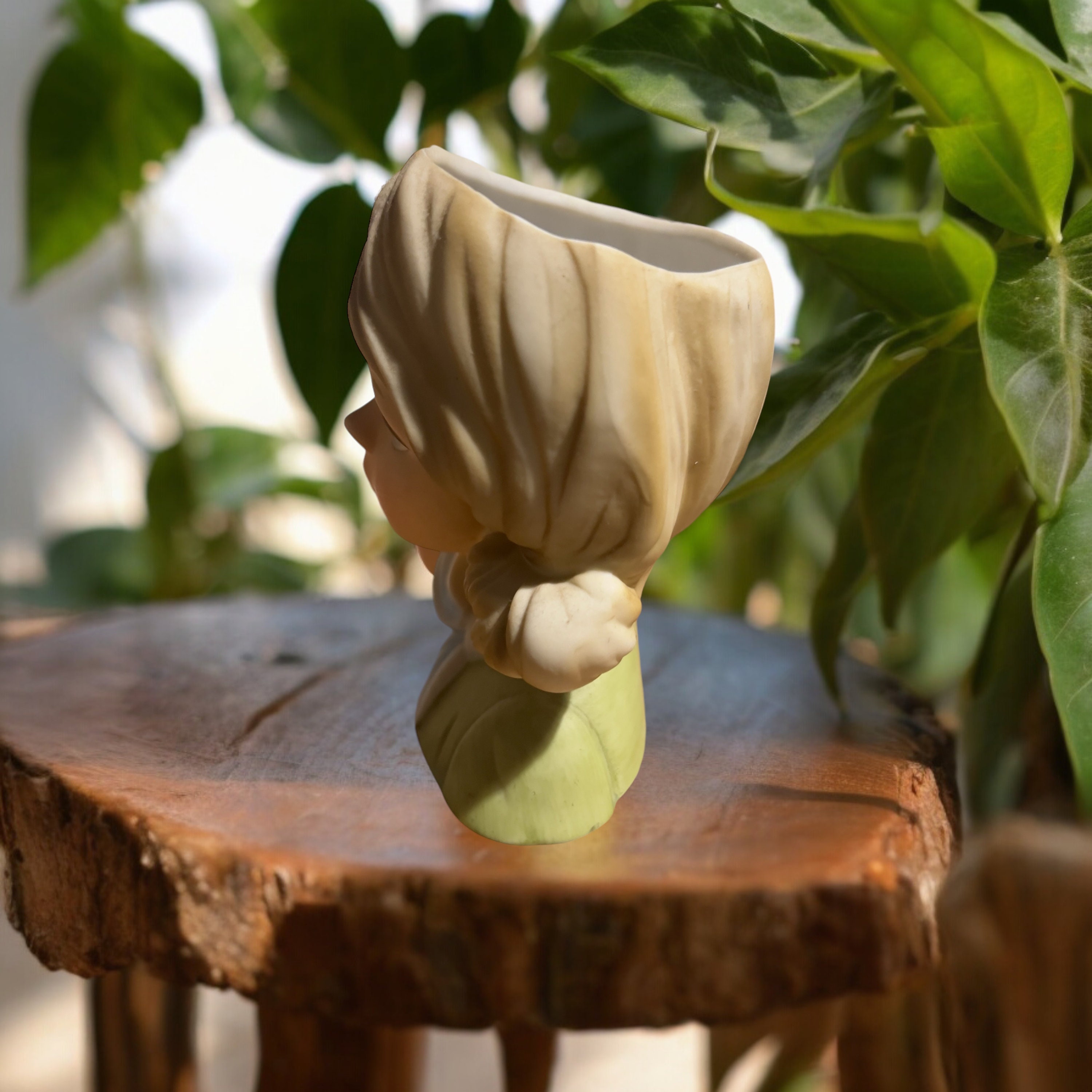 Vintage Inarco E6211 lady head vase with blonde hair, blue eyes, and a ...