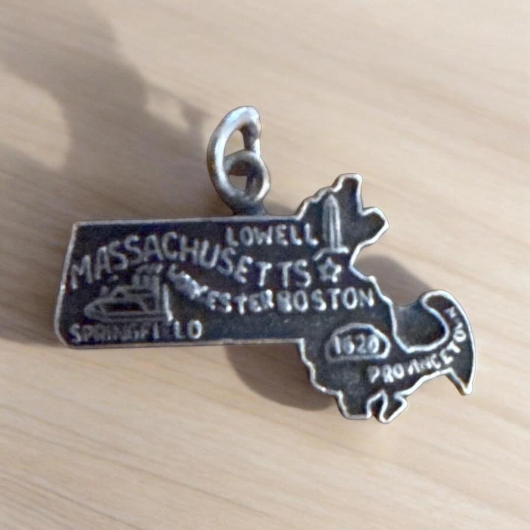 Vintage Sterling Silver Massachusetts Map Charm Pendant - Etsy