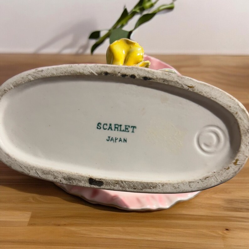 Vintage Scarlet Japan Lady Head Planter Vase Pink Dress, Yellow Rose on ...