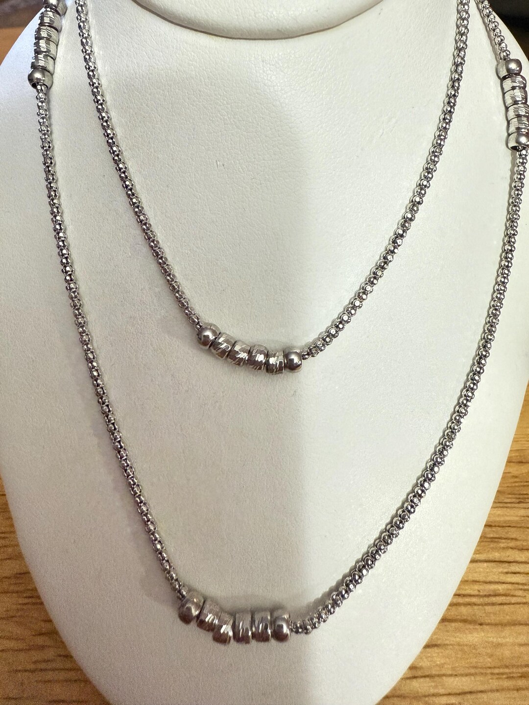 Sterling Silver Popcorn Chain Necklace: Italian Diamond Cut Bead Wrap ...