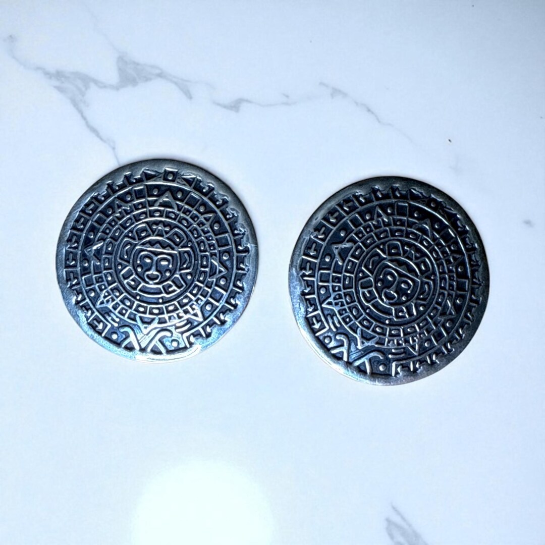 Vintage Sterling Silver Aztec Sun Earrings: Taxco Mexico 925 Studs - Etsy