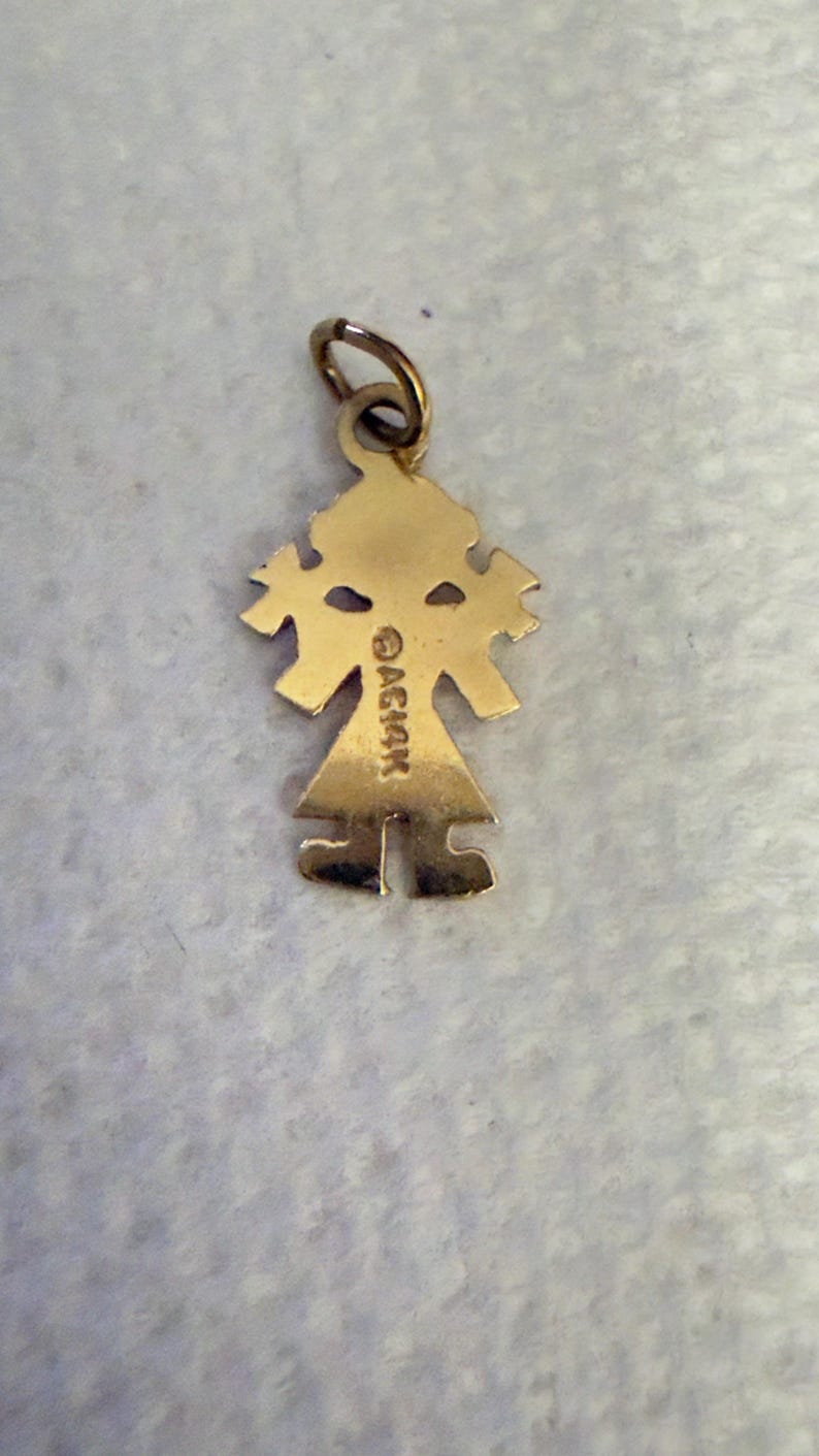 Vintage 14kt Gold Little Girl Charm Pendant, Daughter Charm Necklace ...