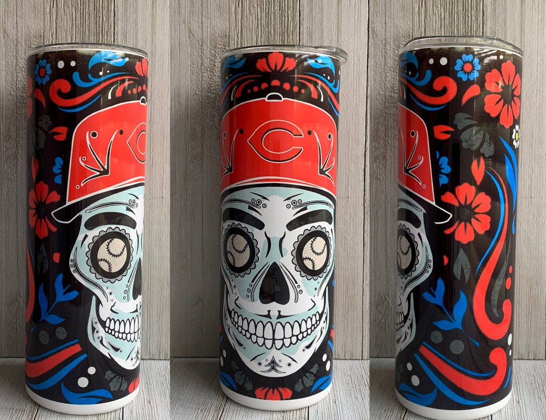 Cincinnati Reds Sugar Skull Tumbler 20 Oz , 25 Oz, or 30 Oz Sublimation ...