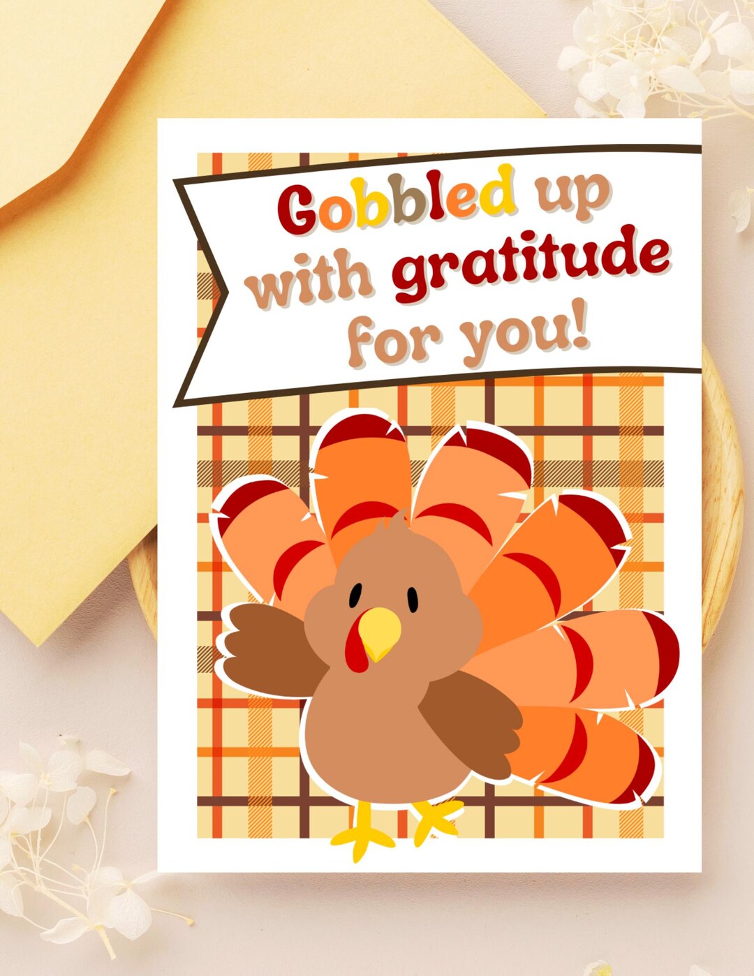 Gobbled up With Gratitude Thanksgiving Card, Guest Gift, Party Gift ...