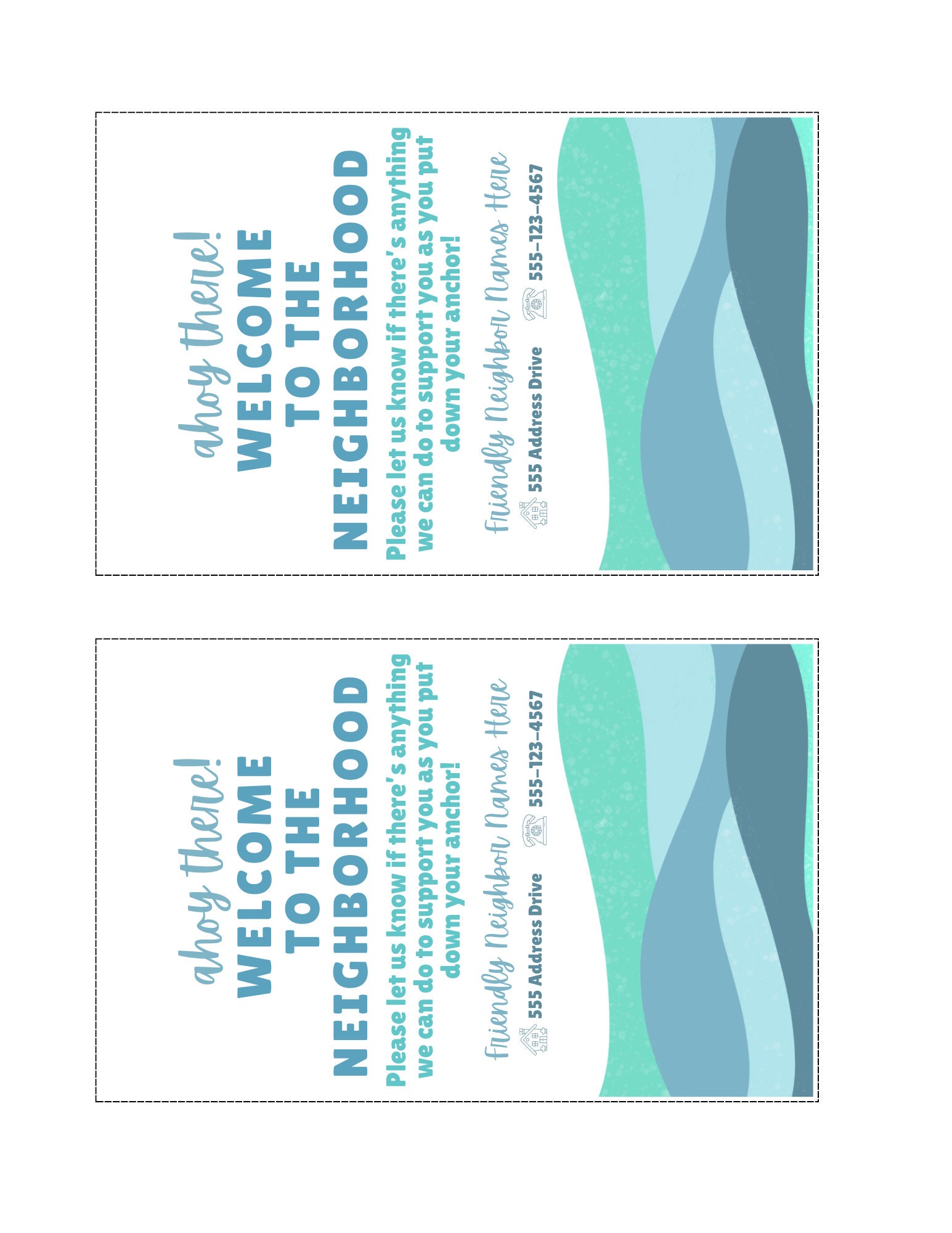 Welcome Neighbor Card, Hello Neighbor, Ahoy, Card, Gift Tag, Welcome ...