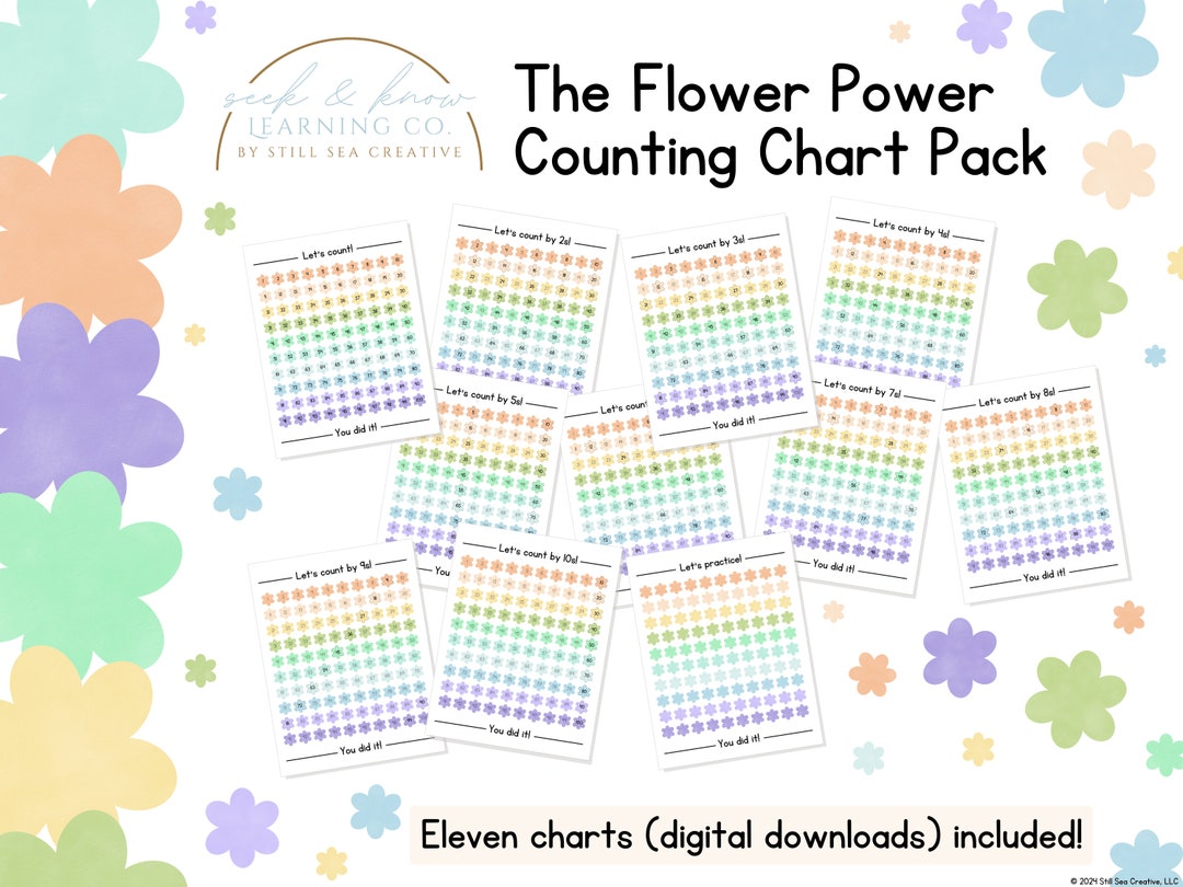Flower Power Counting Chart Printable, Skip Counting Chart, Numbers 1 ...
