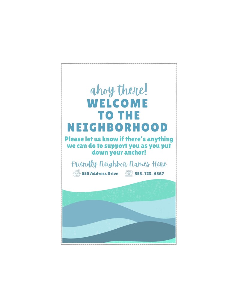 Welcome Neighbor Card, Hello Neighbor, Ahoy, Card, Gift Tag, Welcome ...