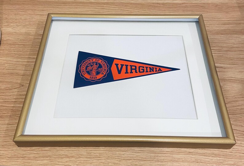 University of Virginia Vintage Paper Pennant Framed 11x13 - Etsy