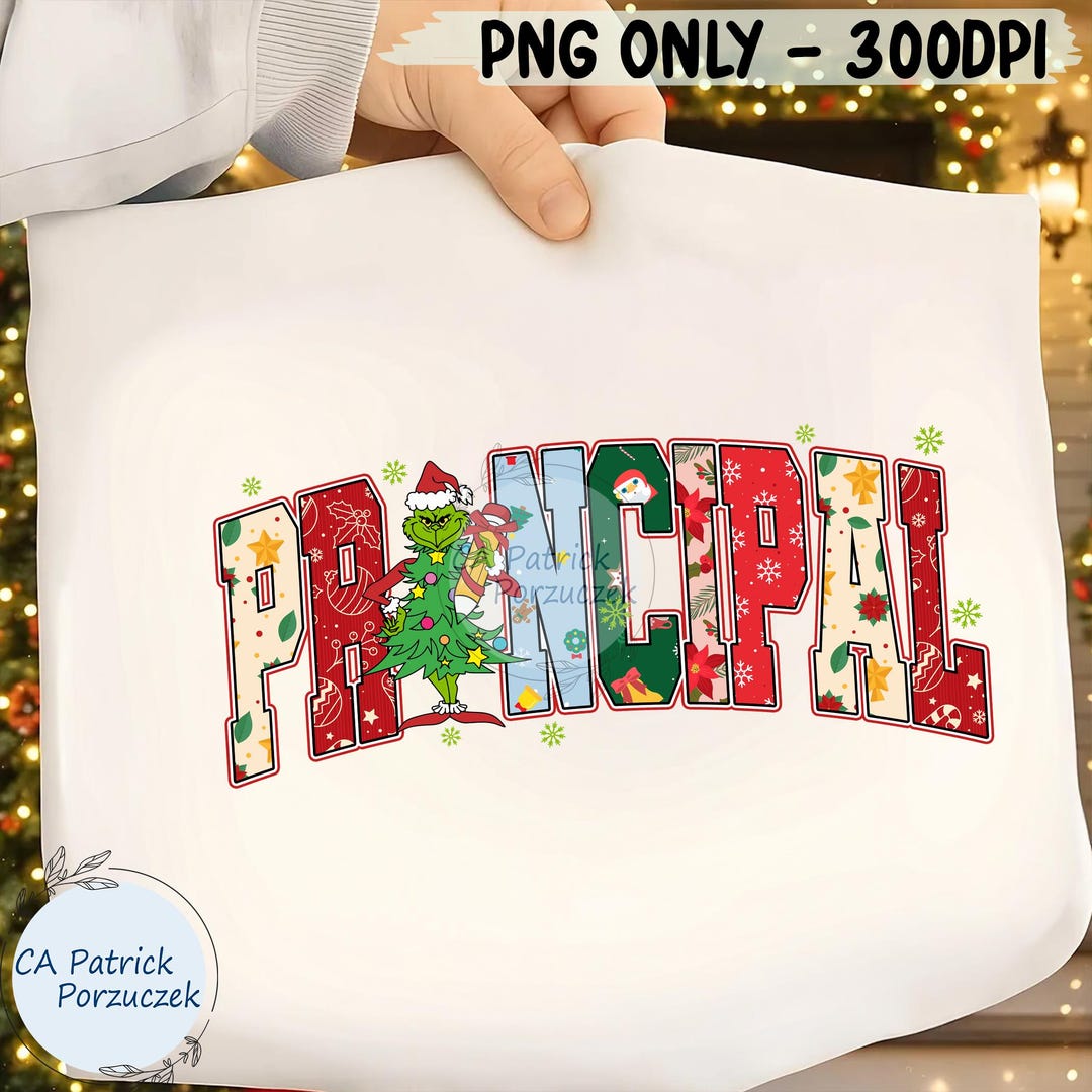Christmas Green Guy Principal PNG, Christmas Teacher Sublimation, Heart ...
