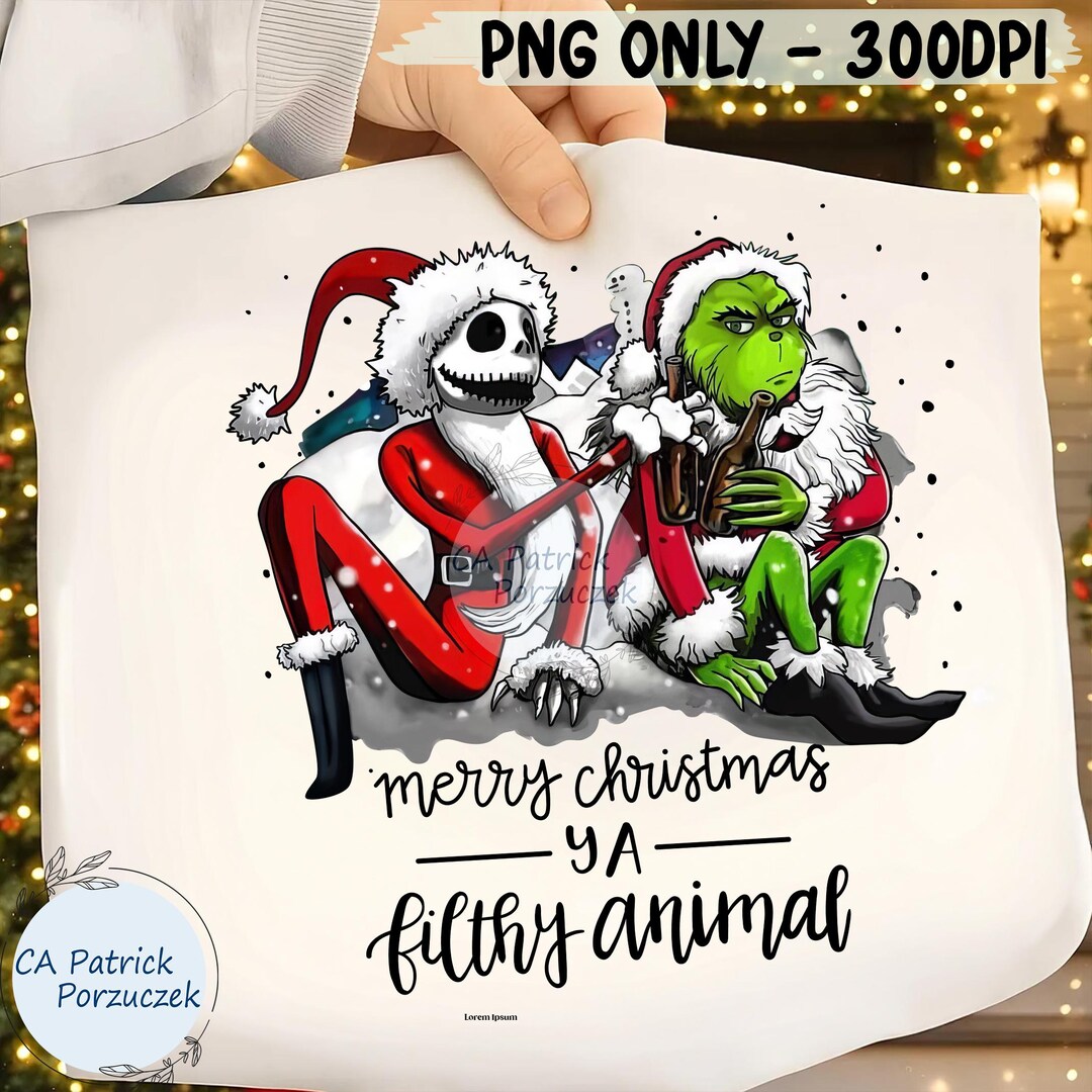 Merry Christmas Ya Filthy Animal Green Guy and Friend Png, Gift for ...