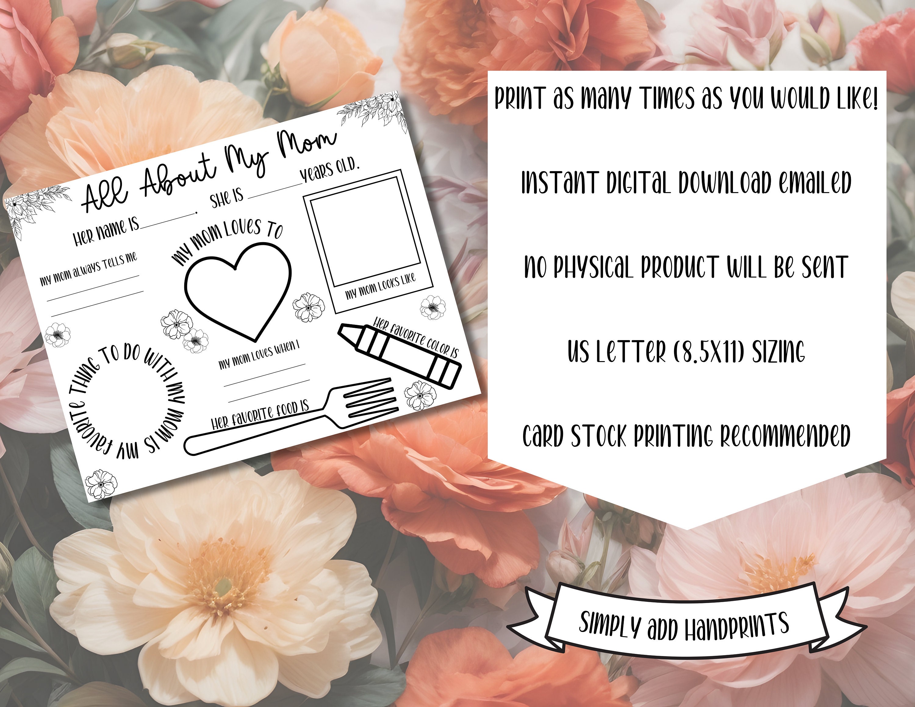 Mother's Day Printable All About My Mom Craft Mothers Day Activity ...