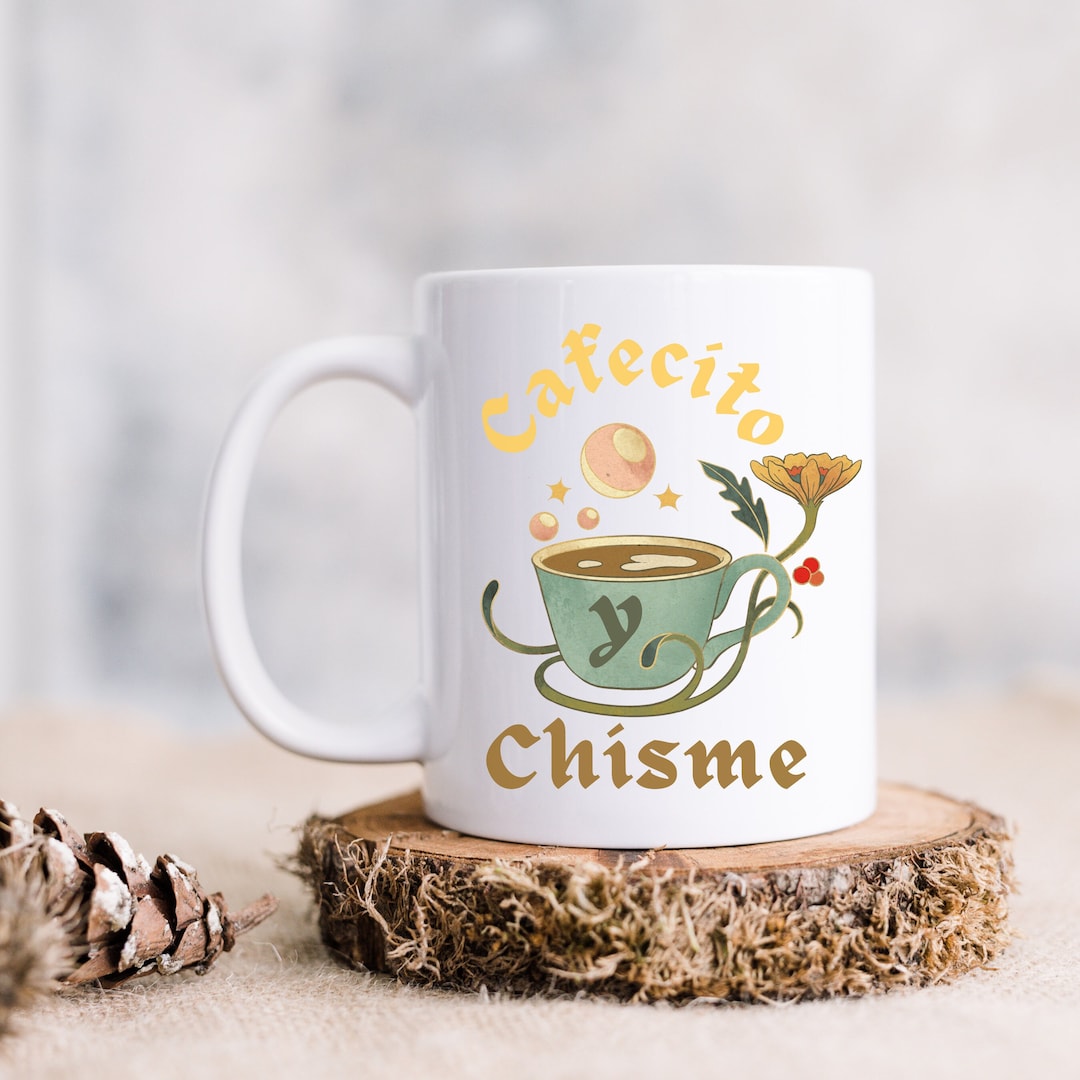 Cafecito Y Chisme Coffee Mug, Colorful Mexican Theme Coffee Cup, Purple ...