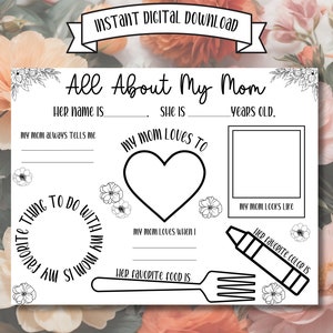 Mother's Day Printable All About My Mom Craft Mothers Day Activity ...