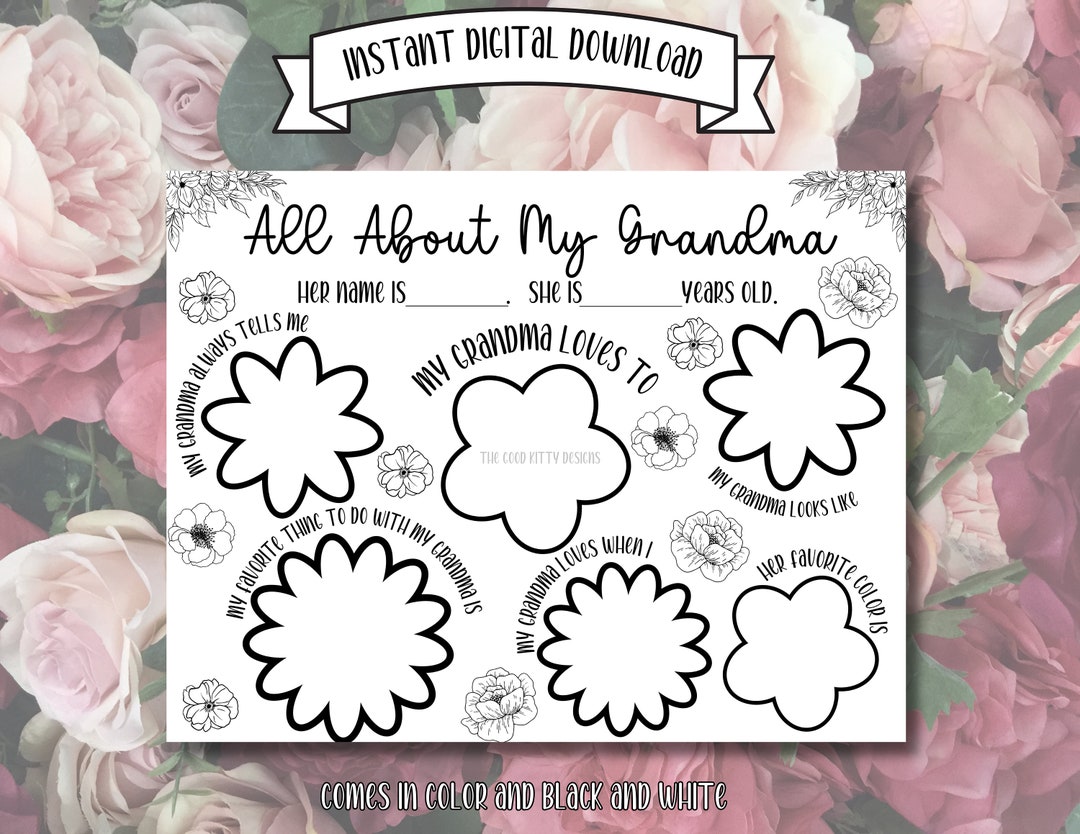 Mother's Day Printable All About My Grandma Craft Mothers Day Activity ...