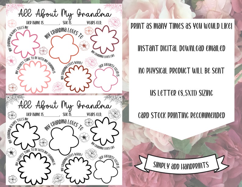 Mother's Day Printable All About My Grandma Craft Mothers Day Activity ...
