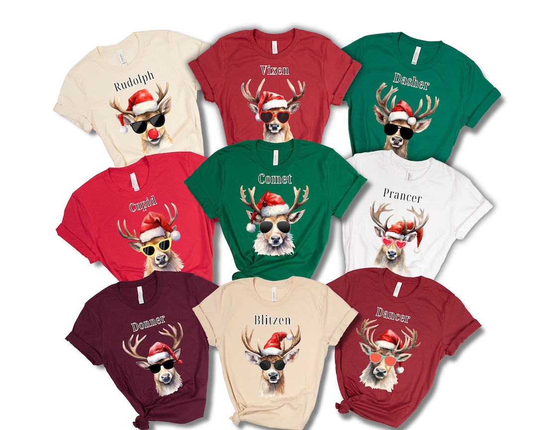 Reindeer Matching Family Christmas Shirts, Christmas Group T-shirt ...
