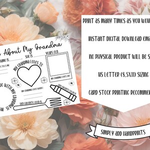 Mother's Day Printable All About My Grandma Craft Mothers Day Activity ...