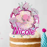 Personalized Edible Barbie Themed Cake Topper Uncut | Custom Name & Age ...